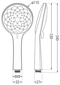 Mexen příslušenství - R-74 Ruční sprcha, 3-funkční, černá, 79574-70
