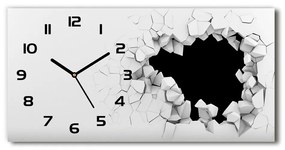 Wallmuralia Skleněné hodiny na stěnu Díra ve stěně 60x30 cm