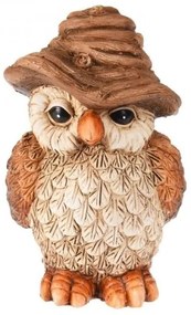 Dekorativní sova s ratanovým kloboukem 16 cm