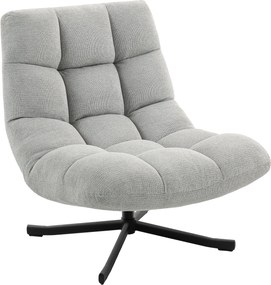 HOMCOM Otočné křeslo lounge s širokým sedákem, voděodpudivá chenille úprava, zkřížené ocelové nohy, světle šedá
