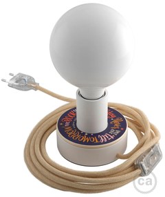 creative cables Svítidlo posaluce mini-ufo s oboustranným dřevěným diskem z kolekce pemberley pond s textilním kabelem, vypínačem a zástrčkou Barva: Austen+Jackson