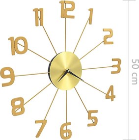 vidaXL Nástěnné hodiny kovové 50 cm [283858] Barva: zlatá