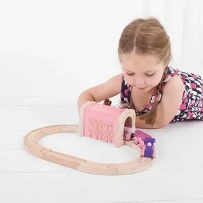 Bigjigs Rail Růžový železniční tunel / od 3 let