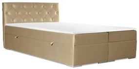 Čalouněná postel Johana 160x200, béžová, vč. matrace a topperu