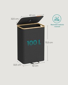 Třídicí koš na lahve a plechovky ECOVIA, 100l, černá/béžová SongmicsHome