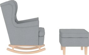 Houpací křeslo s podnožkou světle šedé textil 3307997