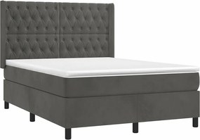 Box spring postel s matrací tmavě šedá 140x200 cm samet 3132862