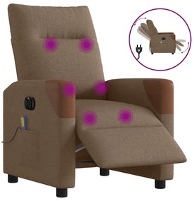 Elektrické masážní polohovací křeslo hnědé textil 3324001