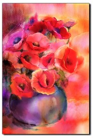 Obraz na plátně - Akvarel, kytice máků, reprodukce- obdélník 7270A (60x40 cm)