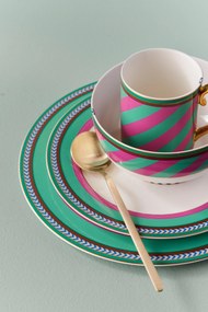 Pip Studio Pip Chique Stripes talíř ∅28cm, růžovo-zelený (Porcelánový talíř Ø 28cm)