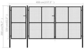 vidaXL Marketos Zahradní brána ocel 400 x 150 cm antracitová