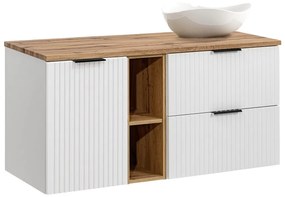 Závěsná skříňka Casad Cloud s deskou a umyvadlem 120 cm bílá/dub wotan