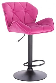 Velurová barová židle MILANO - růžová na černé podstavě