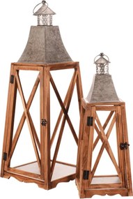 Set dvou dřevěných luceren hnědý DA207 (2 ks)