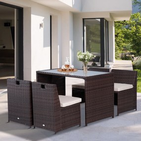 Outsunny polyratanový zahradní set 5 ks zahradní nábytek lounge set, odolný proti povětrnostním vlivům a elegantní pro balkon terasu