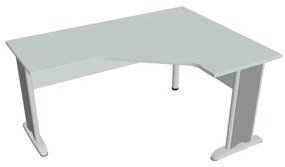 Stůl ergo lomený levý 160×120/60 cm - Hobis Cross CEV 60 L Dekor stolové desky: šedá, Dekor lamino podnože: šedá, Barva nohou: Stříbrná