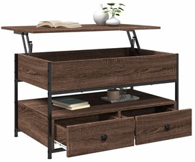 Konferenční stolek hnědý dub 85x50x50 cm kompozitní dřevo a kov - Default Title