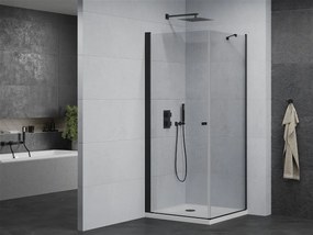 Mexen Pretoria, sprchový kout 100 (dveře) x 100 (stěna) cm, 6mm čiré sklo, černý profil + bílá sprchová vanička, 852-100-100-70-00-4010B