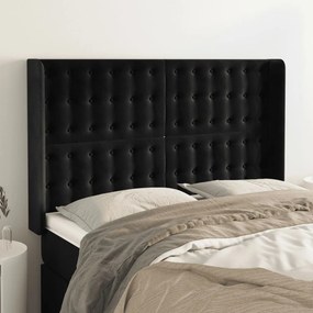 Čelo postele typu ušák černé 147x16x118/128 cm samet 3120064