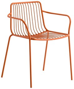 OnaDnes -20% Pedrali Terakotově červená kovová židle Nolita 3655 s područkami