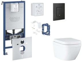 Grohe Rapid SLX - Set předstěnové instalace, klozetu, sedátka SoftClose, tlačítka Even a sady pro vhazování tablet, Triple Vortex, phantom black SANI11BB5127