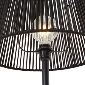 Venkovní stojací lampa černá s černým lanovým stínidlem IP44 - Virginia Jayla
