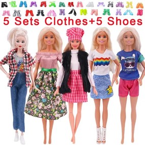 Šatičky pro panenku Barbie - 5 ks (30 cm) Barva: B
