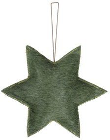 Závěsná dekorativní zelená hvězda z hovězí kůže L - 20*20*4,5cm
