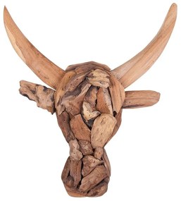 Figurka ze světlého dřeva BULL HEAD  Beliani