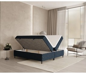 Tmavě modrá boxspring postel s úložným prostorem 160x200 cm Araya – Maison de Rêve