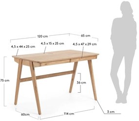 Pracovní stůl Kave Home Jakes Natural, 120 x 65 cm