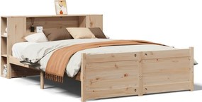 Postel s knihovnou bez matrace 135 x 190 cm masivní borovice 3322431