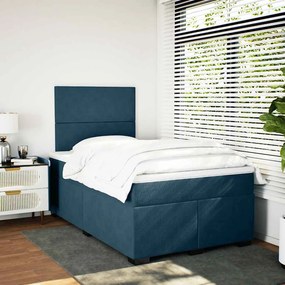 Box spring postel s matrací modrá 120 x 190 cm samet 3293156