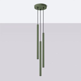 Sollux Lighting Závěsné svítidlo PASTELO 3P olivově zelené