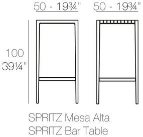 VONDOM Béžový plastový zahradní barový stůl SPRITZ 50 x 50 cm