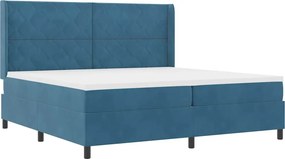 Postel s boxspringem s čelo Modrá 200 x 200 cm samet 3342084