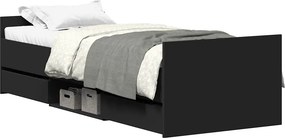 Rám postele s hlavovým a nožním čelem černý 90 x 200 cm 3203804