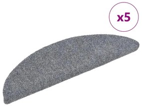 Schodové rohože samolepicí 5 ks 56 x 17 x 3 cm světle šedé půlkulaté 149680