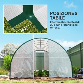 Outsunny Tunelový Skleník 6x3m s 2 Dveřmi a 8 Okny, Zahradní Skleník z PE, Polyesteru a Pozinkované Oceli, Bílý a Zelený