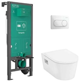 Hansgrohe EluPura Original S - Set předstěnové instalace, klozetu EluPura Original S a sedátka SoftClose, tlačítko iFrame Original S, bílá 60302450