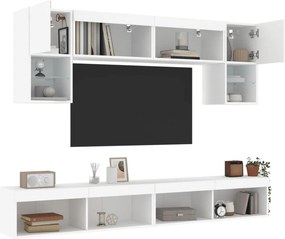 6dílná obývací stěna s LED osvětlením bílá kompozitní dřevo 3216704
