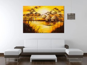 Gario Ručně malovaný obraz Africká vesnice Rozměry: 70 x 100 cm