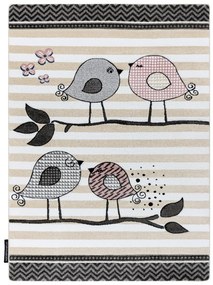 Dywany Łuszczów, Dětský kusový koberec Petit Birds cream, 120x170, šedá, dětský pokoj