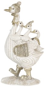 Dekorativní soška husy s housaty a čepicemi - 10*5*18 cm
