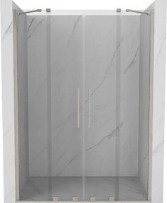 Mexen Velar Duo, posuvné sprchové dveře do otvoru 150 cm, 8mm čiré sklo, broušená ocel, 871-150-000-02-97