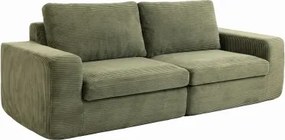 HOMCOM 3místná pohovka z kordurového sametu, moderní komprimovaná obývací pohovka 236 cm s polštářky s pružinou v kapse, zelená