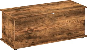 HOMCOM Úložná lavice, Vnitřní box s protišmykovými nohami, Kapacita 120 kg, Dřevěná úložná truhla, pro ložnici a vstup, 100x40x40 cm, Rustikální hnědá