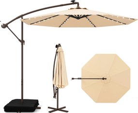 Costway Konzolový deštník Ø300 cm se 40 solárními LED světly a pytli