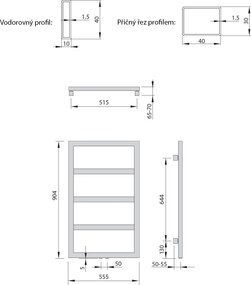 Sapho DENALI 550 x 904 mm DN609SS otopné těleso 292 W stříbrná strukturální