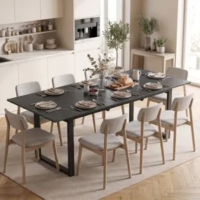 HOMCOM Rozkládací jídelní stůl 140-180 cm pro 6-8 osob, obdélníkový v industriálním designu s ocelovou konstrukcí, černá
